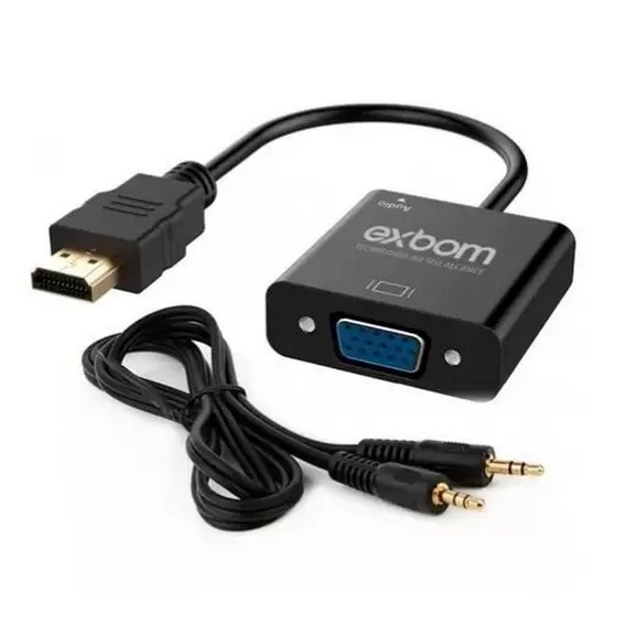 Cabo Conversor Adaptador Hdmi Para Vga Com Saída P2 Áudio - Corre Que ...