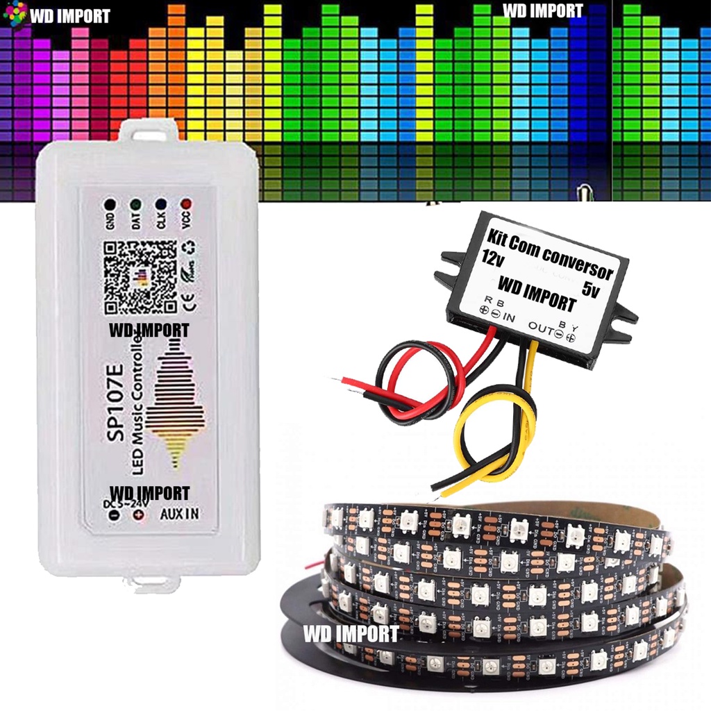 Kit Central Sp107e E Fita Ws2812b 300 Leds Com Conversor 12v | Shopee Brasil