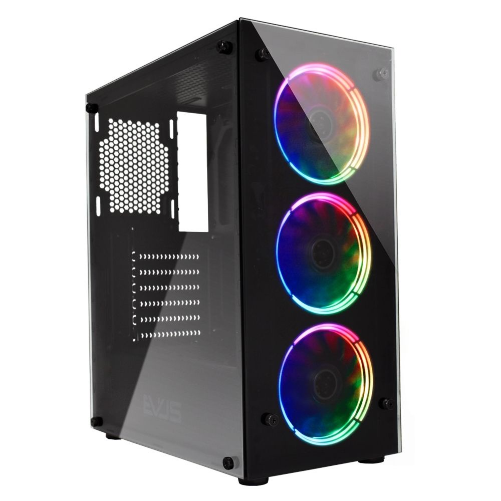 Gabinete Gamer Evus EV-G16 Sem Fonte ATX Vidro temperado 3 fans RGB ...
