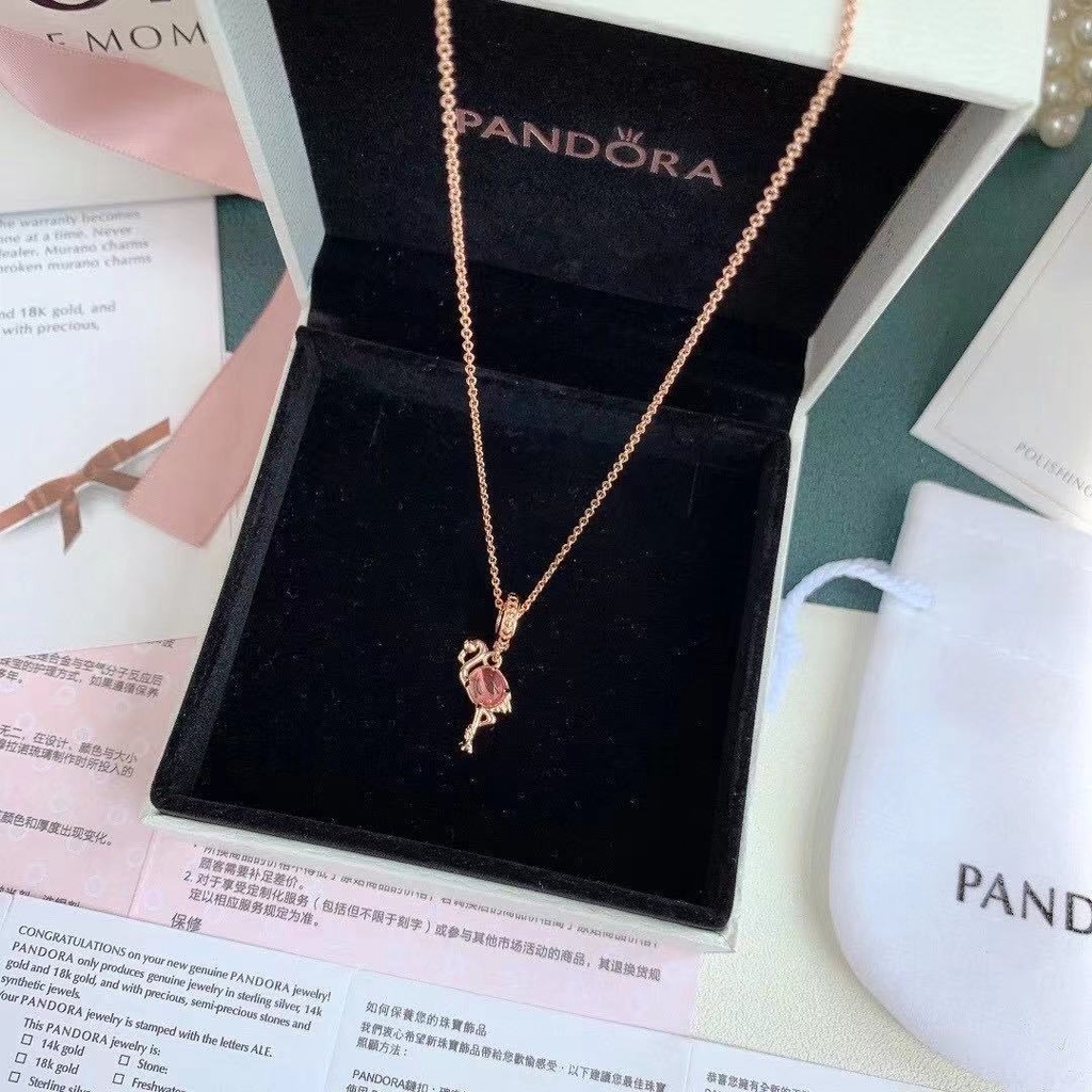 colar de pandora Com Caixa PandoraS Novo Colar Flamingo S925 De Prata ...