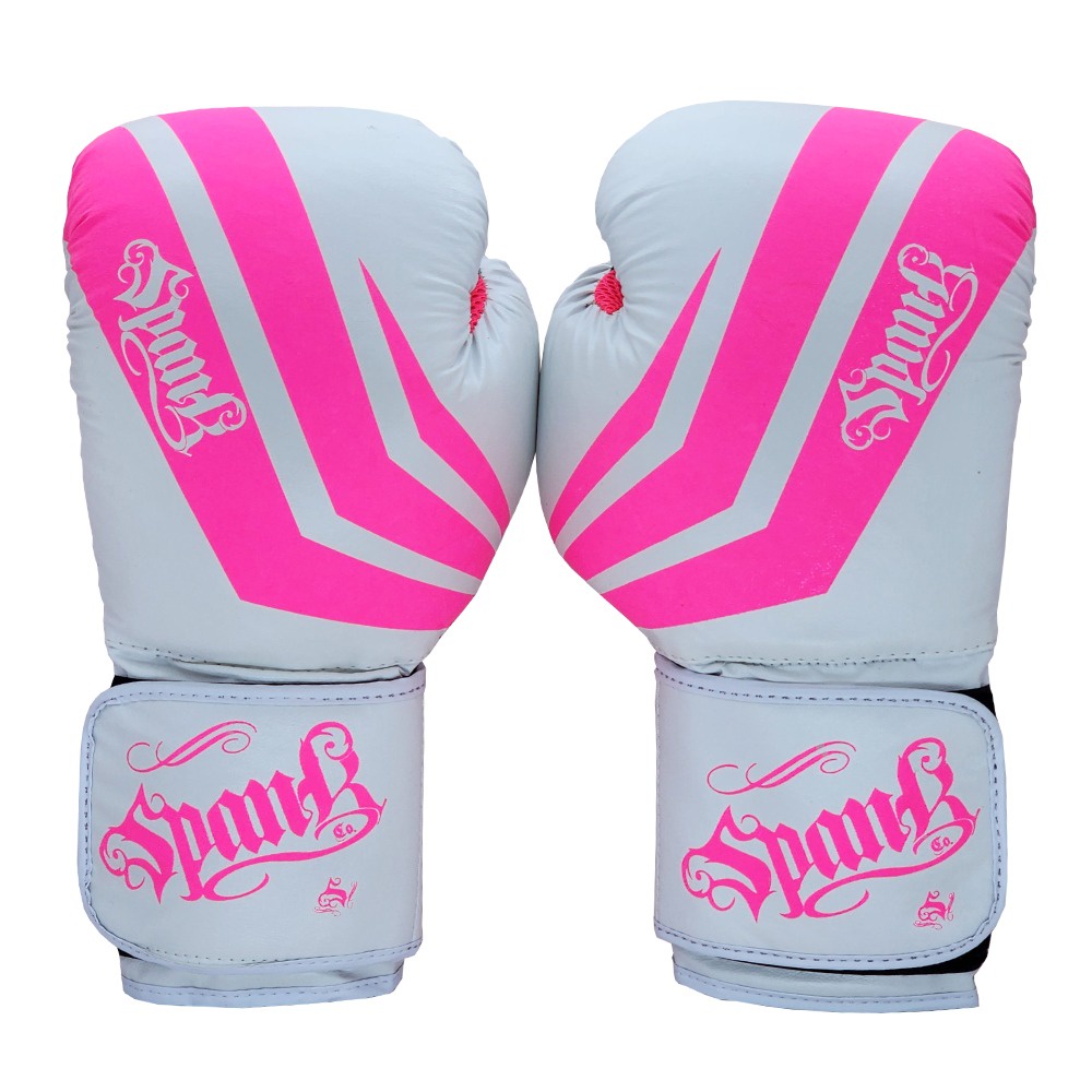 Luva de Boxe Profissional Spank Comfy Branco/Rosa - Escorrega o Preço