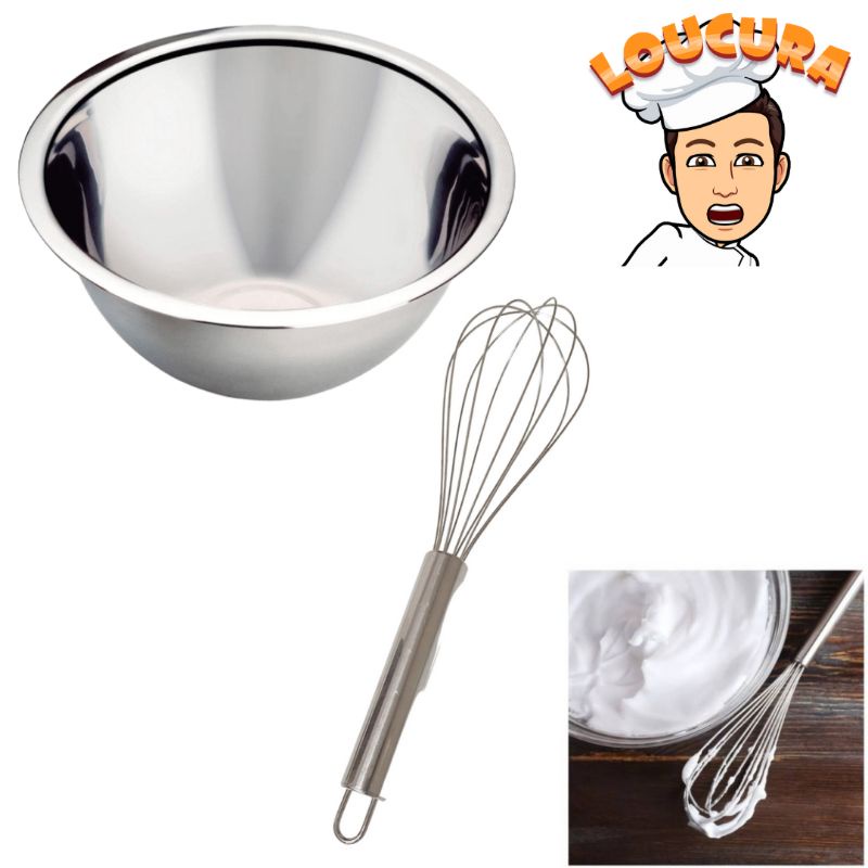Kit Bowl Inox Fouet Batedor Clara Inox | Shopee Brasil