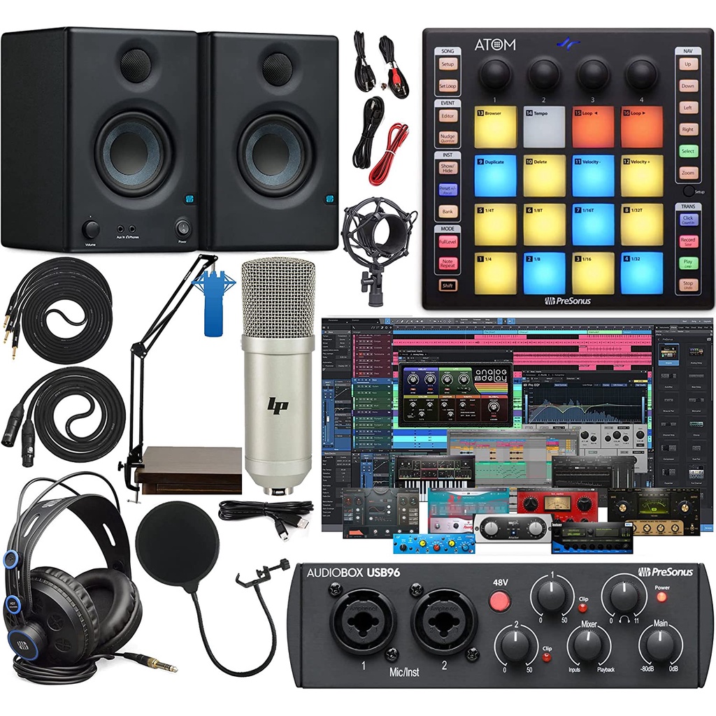 PreSonus AudioBox 96 Audio Interface Full Studio Bundle Includes ...