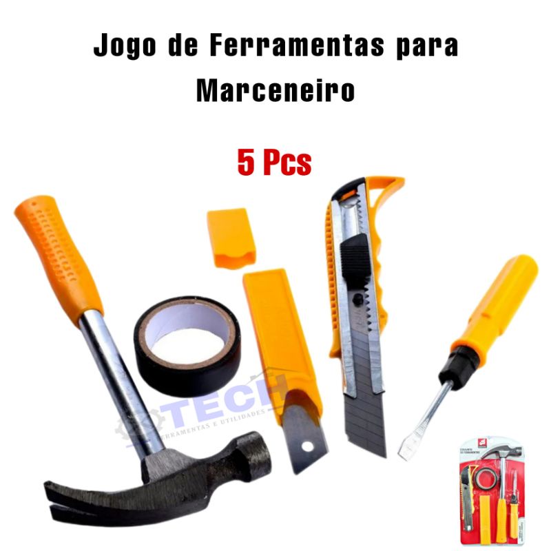 Jogo Kit De Ferramentas Para Marceneiro C/5 Unidade "BARCELONA ...