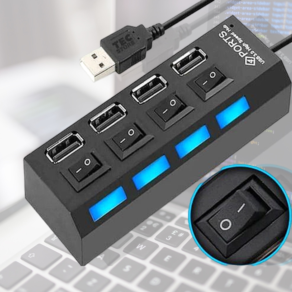 HUB Usb 4P C/ Chave Seletora High Speed Led Multi funcional Eficiente ...