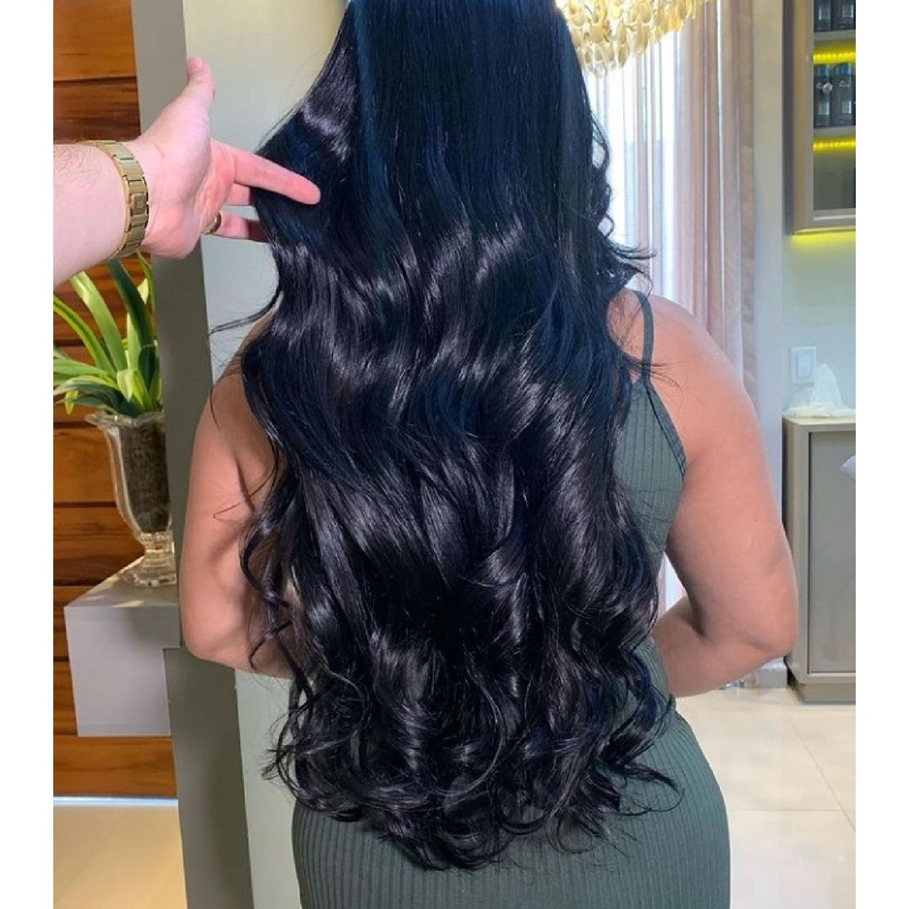 cabelo humano tecido tela mega hair 100gramas 55cm ondulado | Shopee Brasil