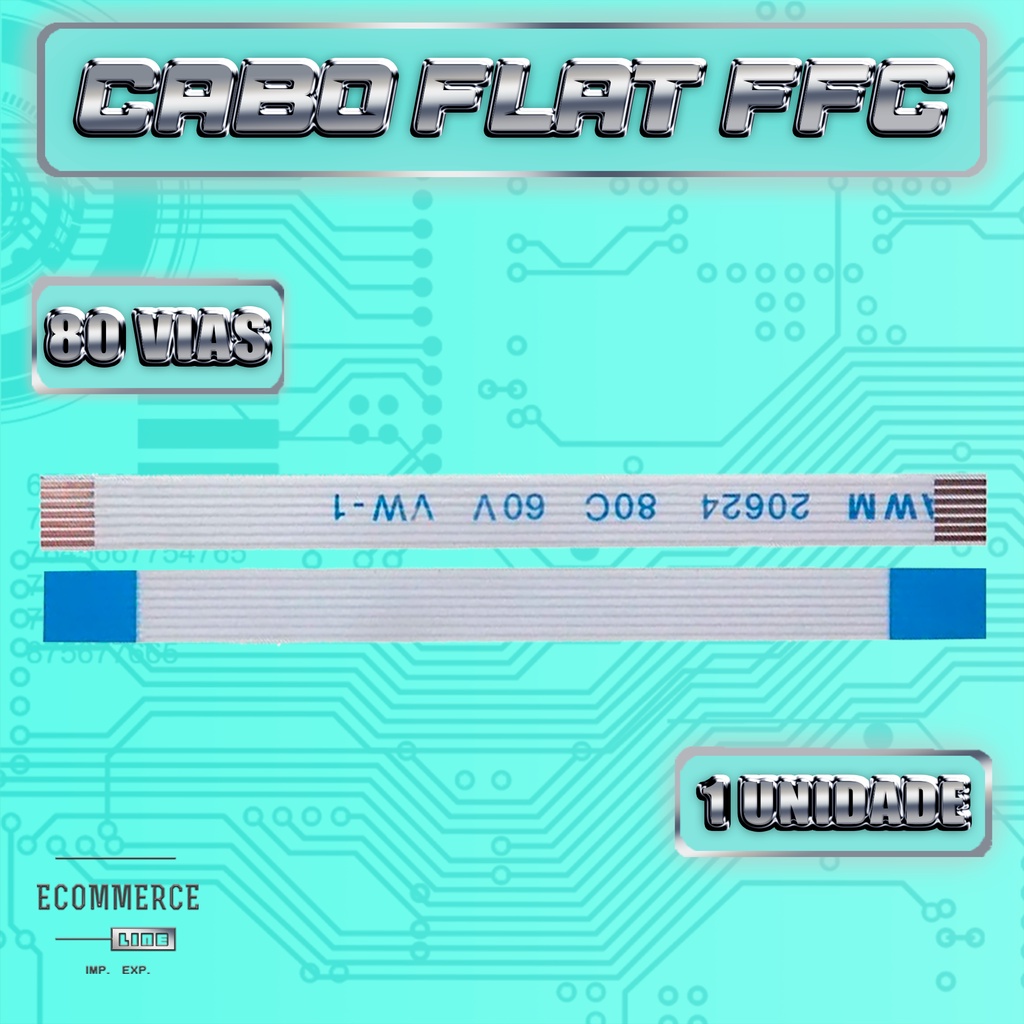 Cabo Flat 80 Vias 6 10 15 20CM Normal Invertido - Escorrega o Preço