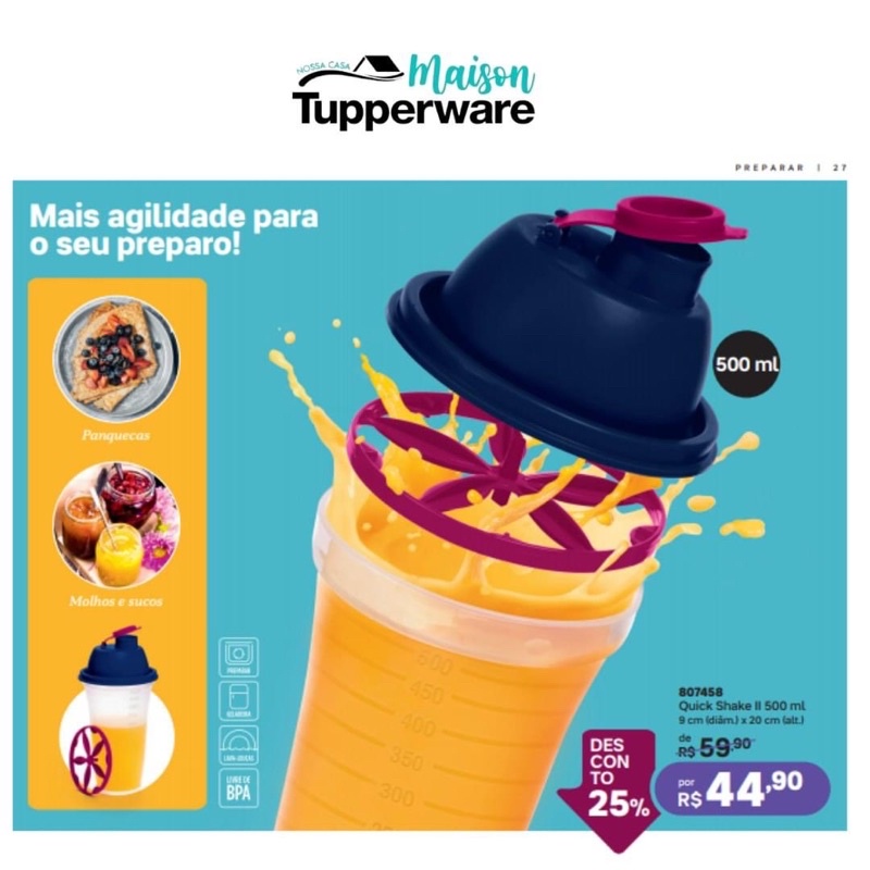 Tupperware Quick Shake 500ml | Shopee Brasil