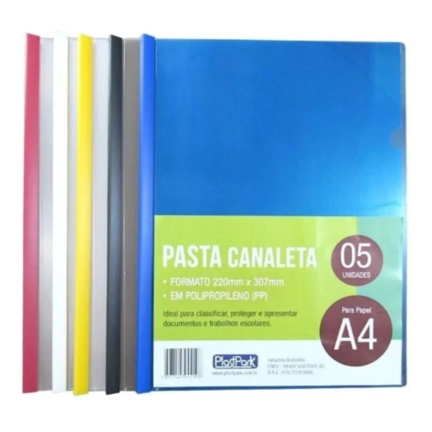 Pasta Canaleta A4 220x307mm Sortidos Plastpark 05un | Shopee Brasil