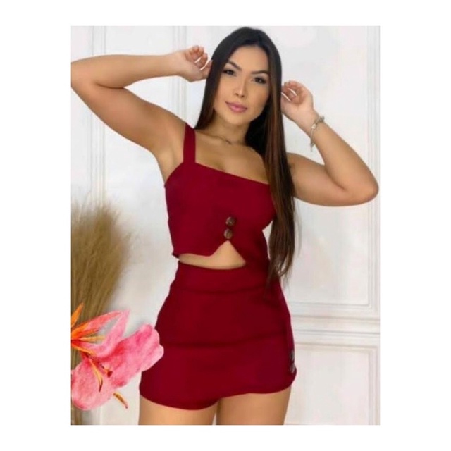 Conjunto feminino short saia e cropped | Shopee Brasil