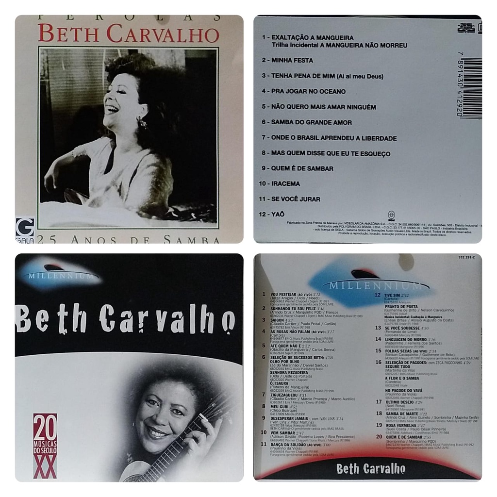 CD BETH CARVALHO PÉROLAS 25 ANOS DE SAMBA & MILLENNIUM VEJA DETALHES ...