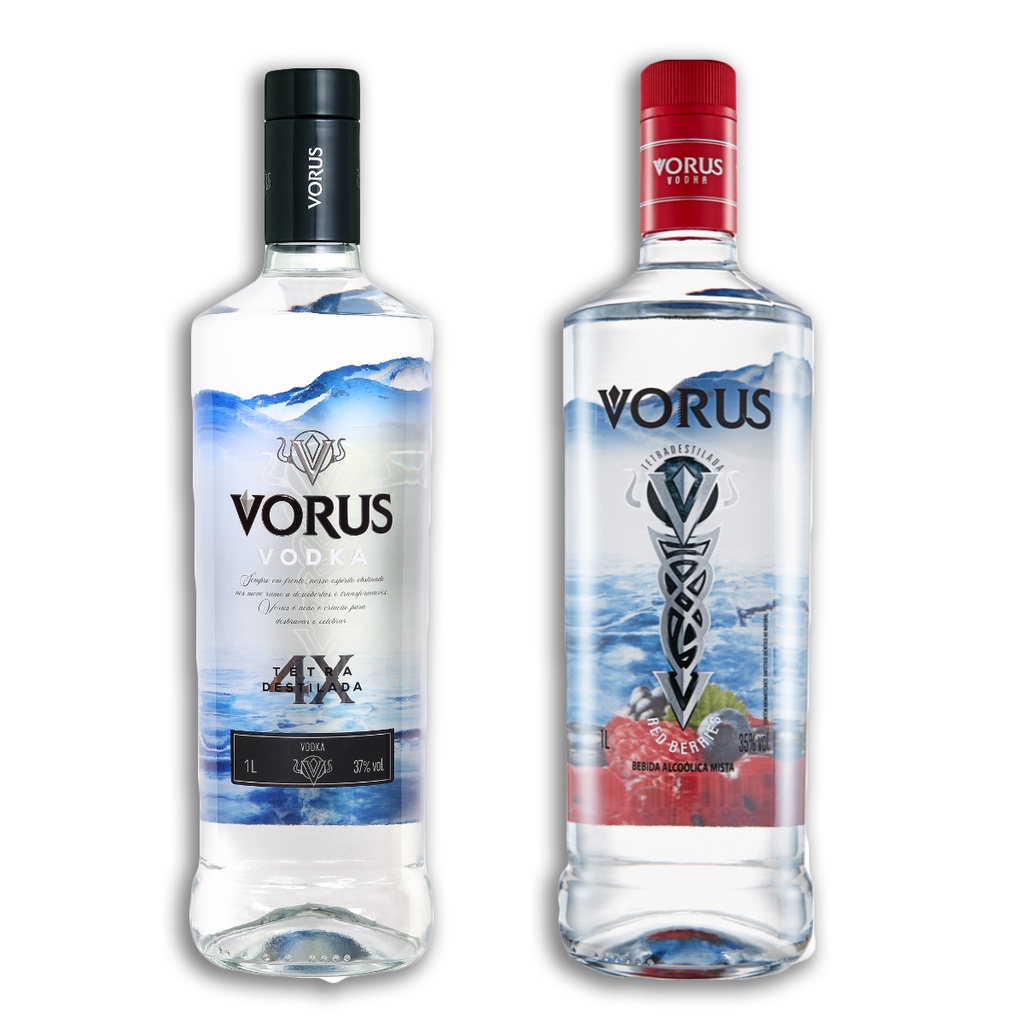 Kit 2 Vodkas Vorus Tradicional e Frutas Vermelhas 1L | Shopee Brasil