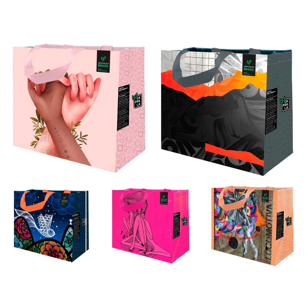 Sacola ecobag rafia retornavel coleçao Artistas do brasil 5 betha ...