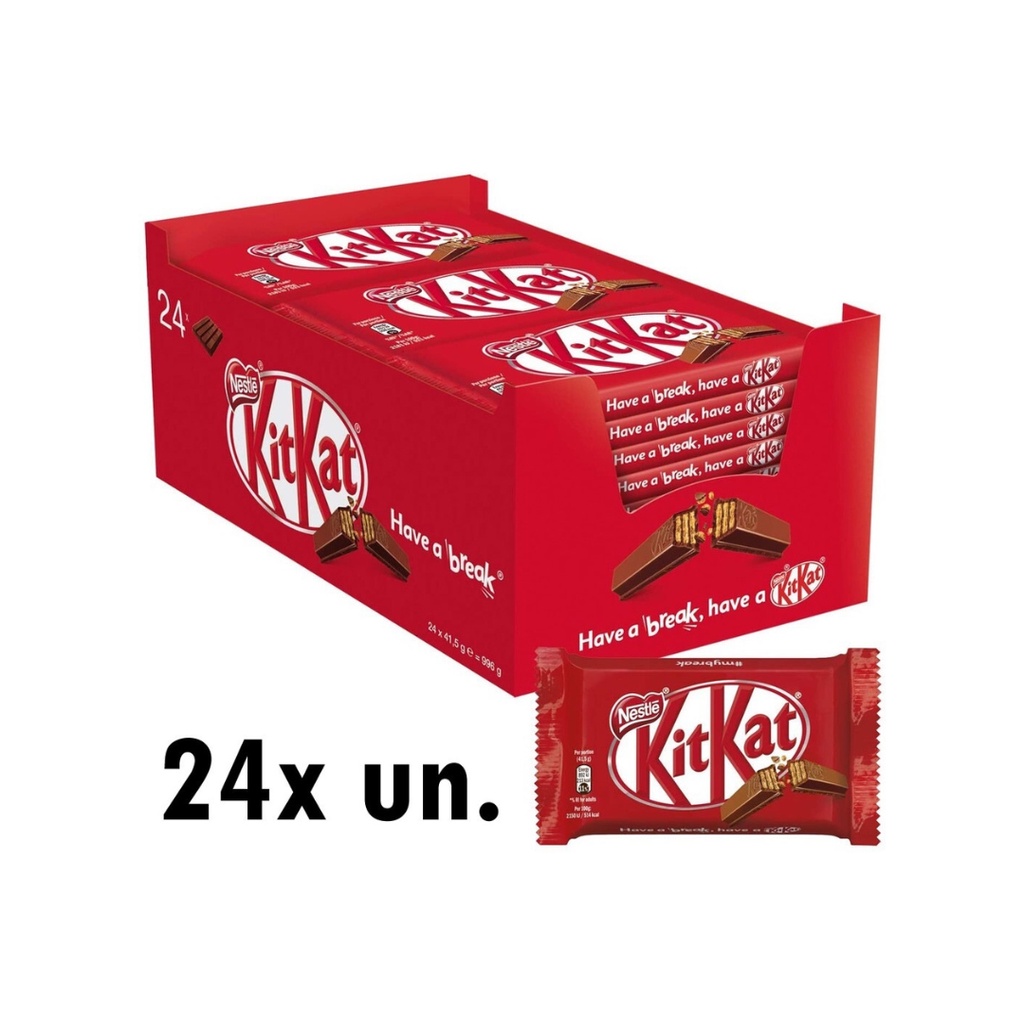 Caixa 24 unidades - chocolate Kitkat original (ao leite) - Nestlé | 24 ...