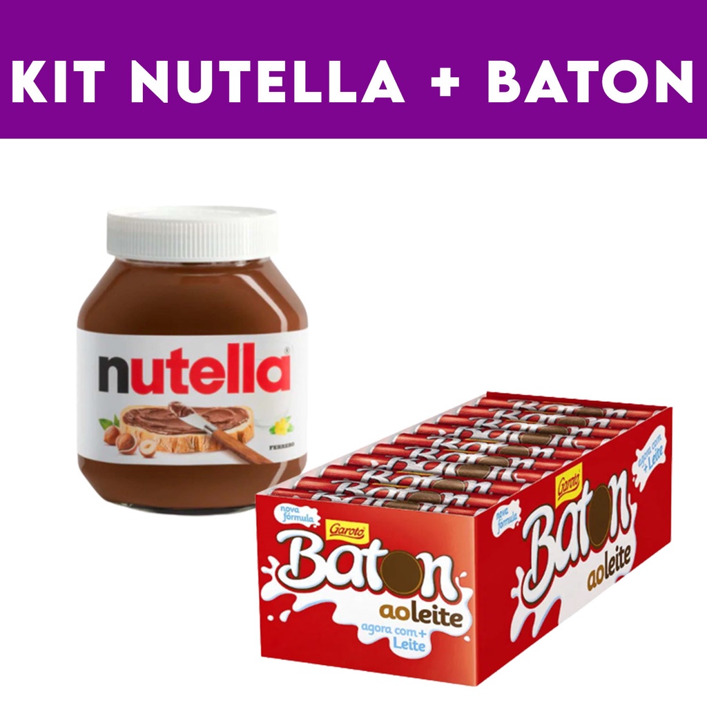 Kit Nutella de 140 Gramas + Display de Chocolate Baton Ao Leite Com 30 ...