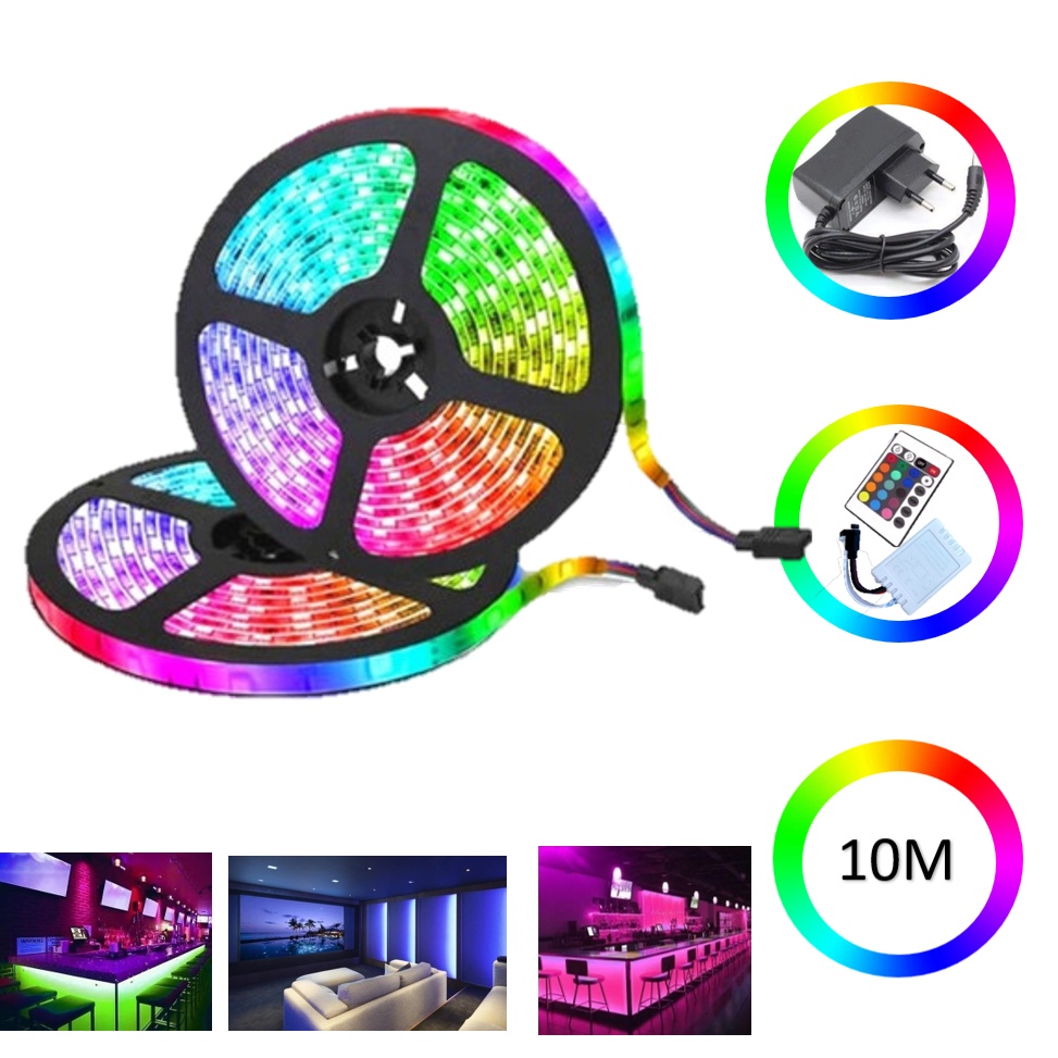 10mt Luz Fita Led Colorida 5050 Rgb 16 Cores 633 - Escorrega o Preço