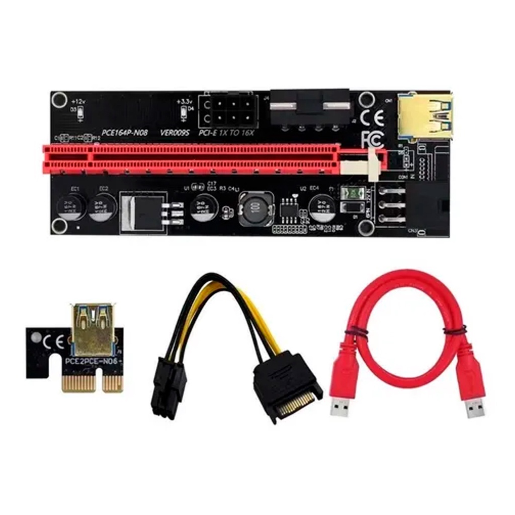 Placa Riser Card Ver 009s Usb 3.0 Pci-e 1x-16x | Shopee Brasil