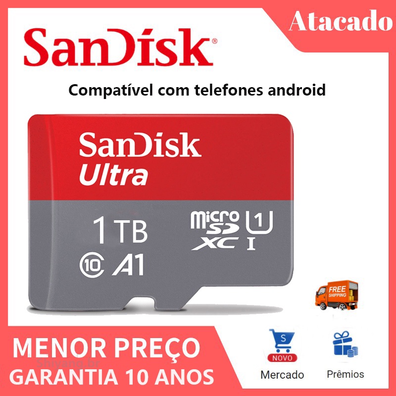 Cartão Original SanDisk Micro SD C10 32GB 64GB 128GB 200GB 256GB 400GB 512GB 1TB TF Atrair A ...