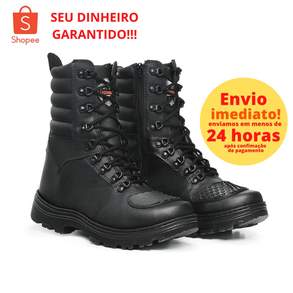 Coturno Atalaia Extra Leve Bota Tática Confortável Exército Com Brilho Com Zíper - Original ...