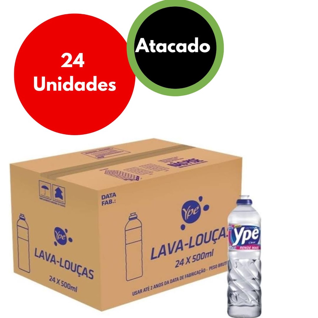 Caixa Fechada Detergente Ype Clear 500ml 24 Unidades Atacado | Shopee ...