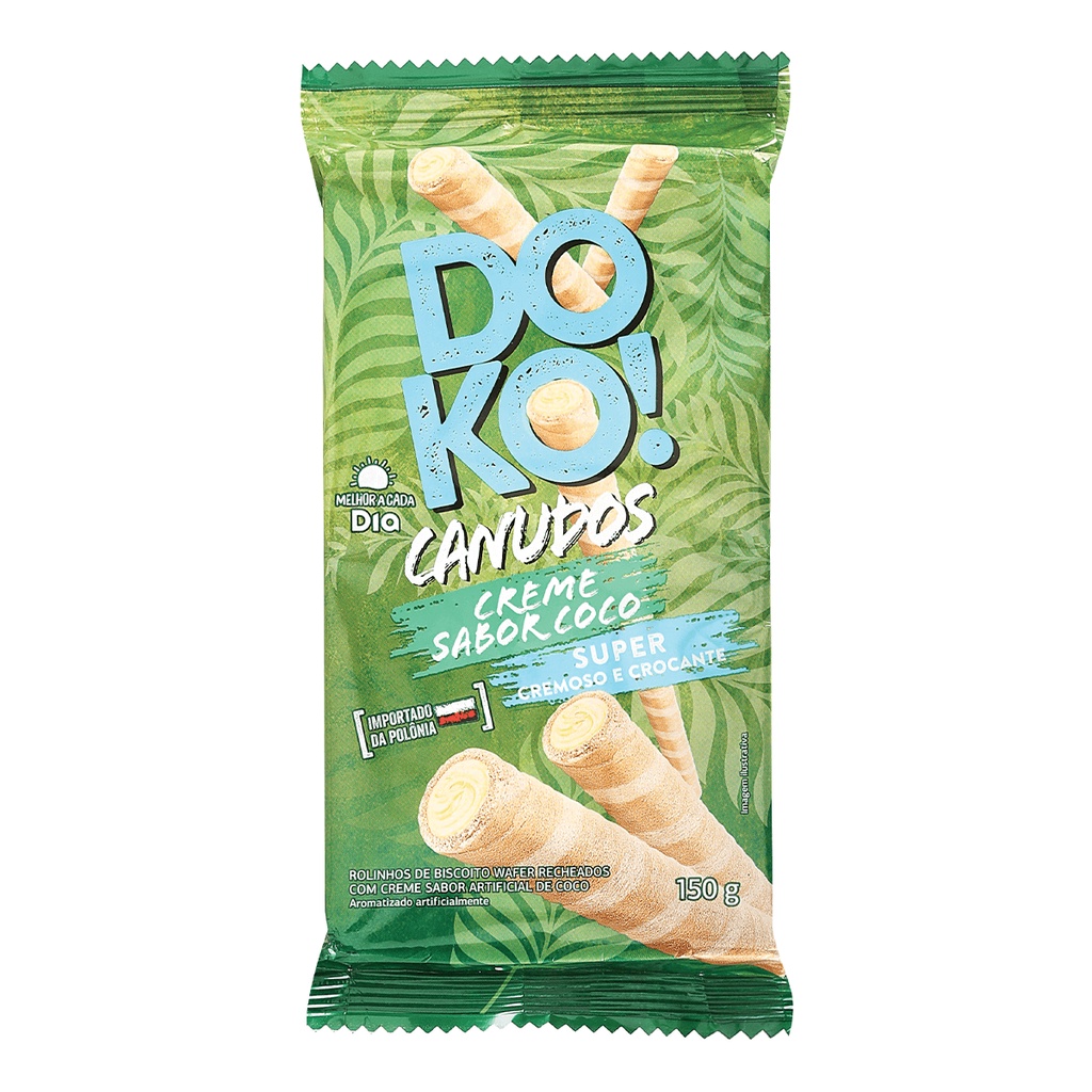 Doko Canudo Wafer Coco Dia 150G Importado | Shopee Brasil