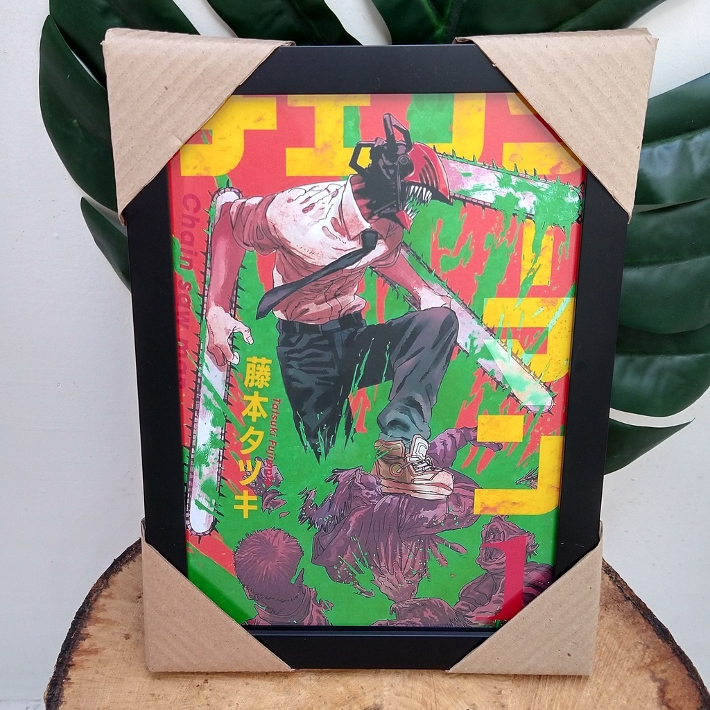 Quadro decorativo com moldura e vidro Chainsaw Man Pochito Denji pôster ...