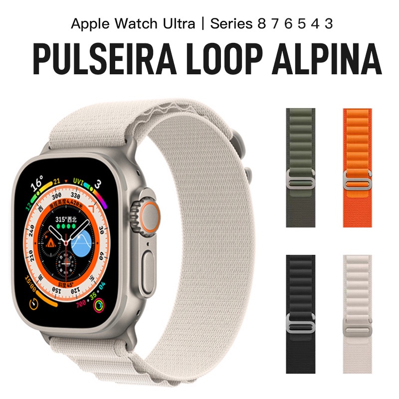 Laço Alpino Para Apple watch band 45mm 44mm 49mm 41mm 42mm 40mm Nylon ...
