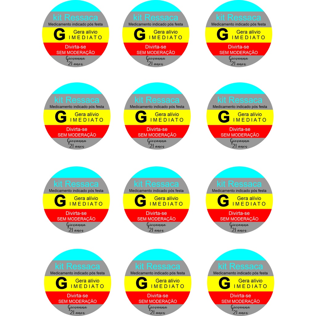 Adesivo Kit ressaca para festas - 50 und | Shopee Brasil