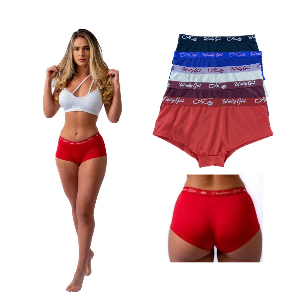 Kit 10 Calcinhas Box Boxer Feminina Microfibra Adulto | Cueca Box Boxer Feminina | Shopee Brasil