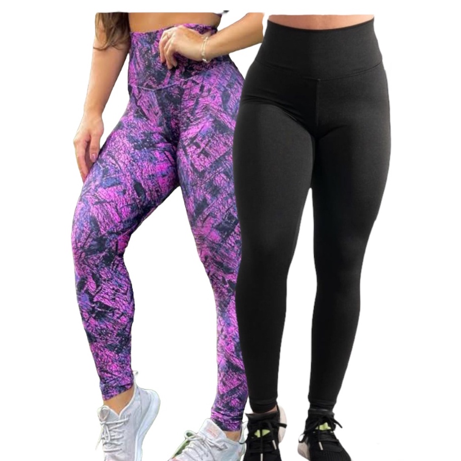 Kit 2 Leggings Suplex Fitness Cintura Alta ideal para Trabalho Academia ...