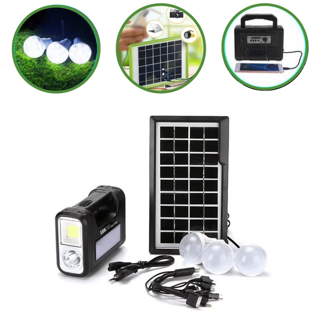 Kit Sistema Luz Carregador Solar Portatil Lampadas Led Oferta | Shopee ...