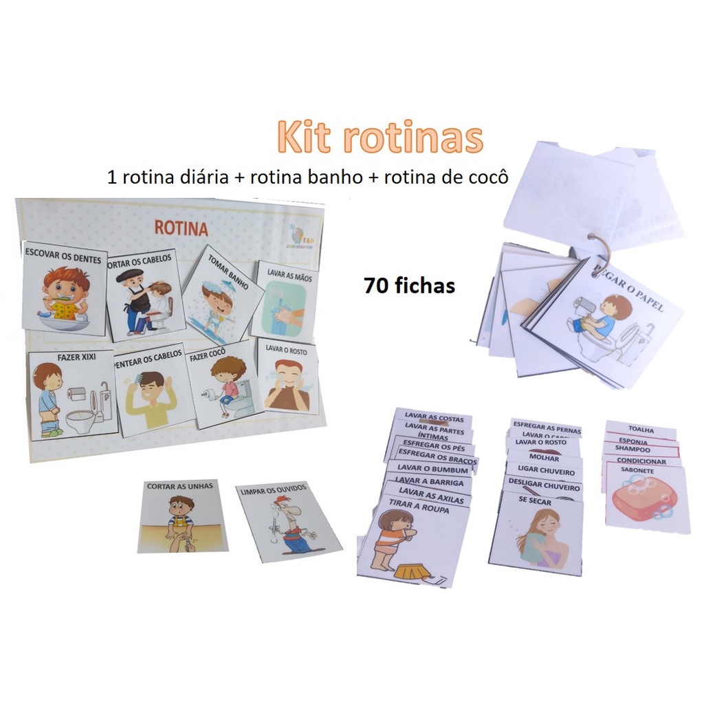 FICHAS DE COMUNICAÇÃO VISUAL ALTERNATIVA AUTISMO AUTISTA KIT DE ROTINAS ...