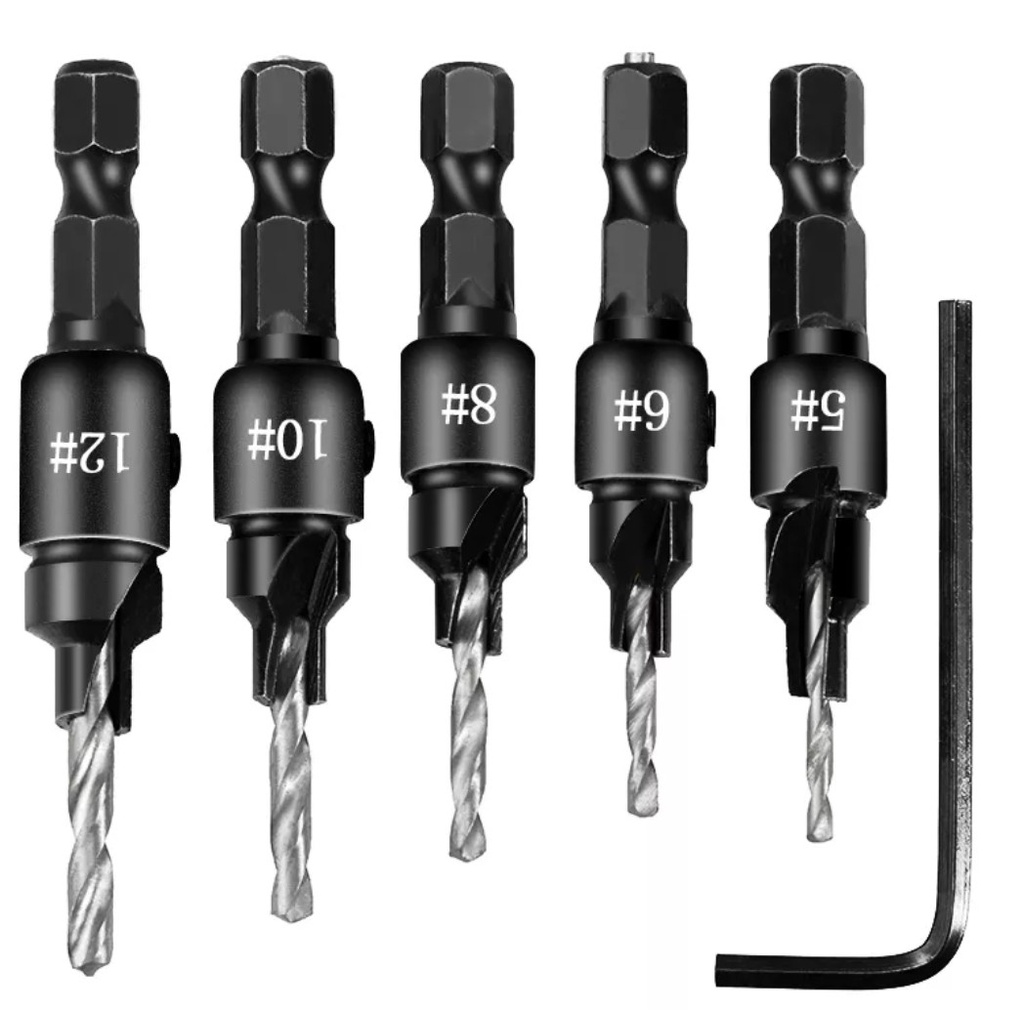 Broca Escariadora para Carpintaria,com cinco Brocas e Chave | Shopee Brasil