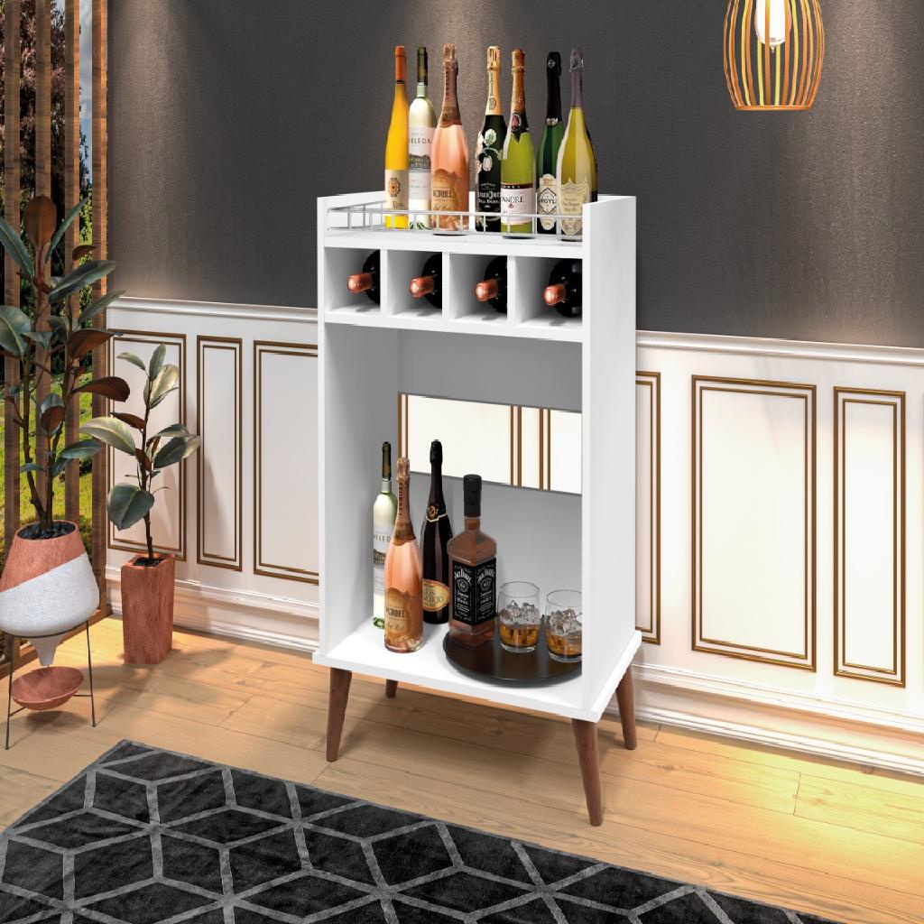 Aparador de Sala Bar com Adega Italia Branco Romar | Shopee Brasil