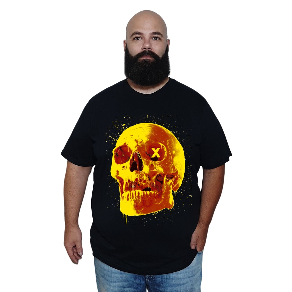 Camiseta Masculina Plus Size Caveira 2C - P ao G10 | Shopee Brasil