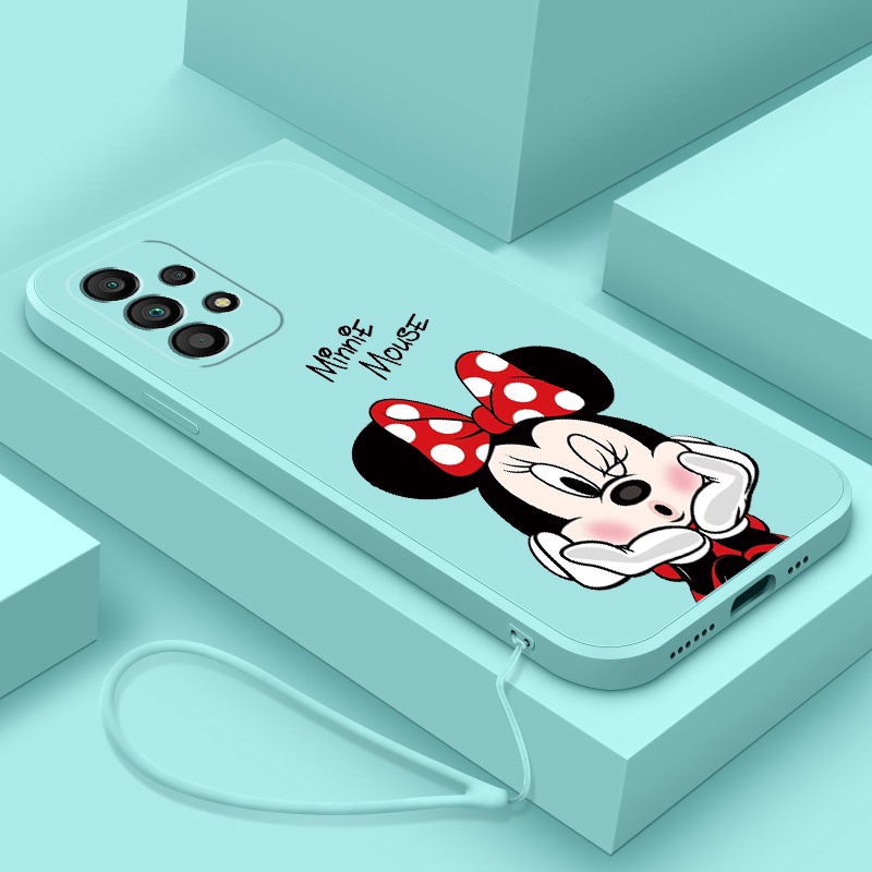 [Samsung Galaxy A53 A33 A73 A23 5G A13 5G Luxuoso Minnie Capinha Fosca De Silicone Líquido TPU ...