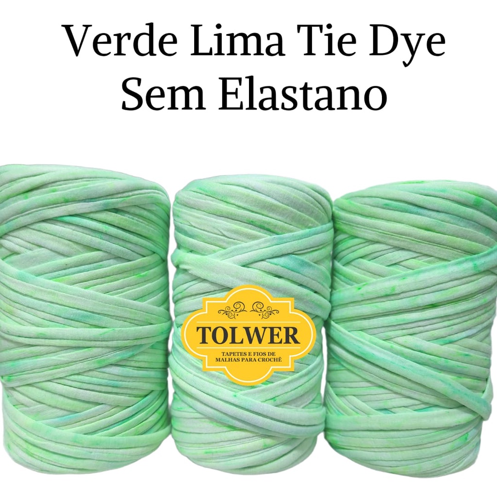 Fio De Malha Para Croche Residual Cone de 500g verde Lima Tie Dye Sem ...
