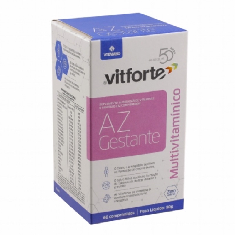 Vitforte Multivitamínico A-Z Gestante 60 Comprimidos | Shopee Brasil