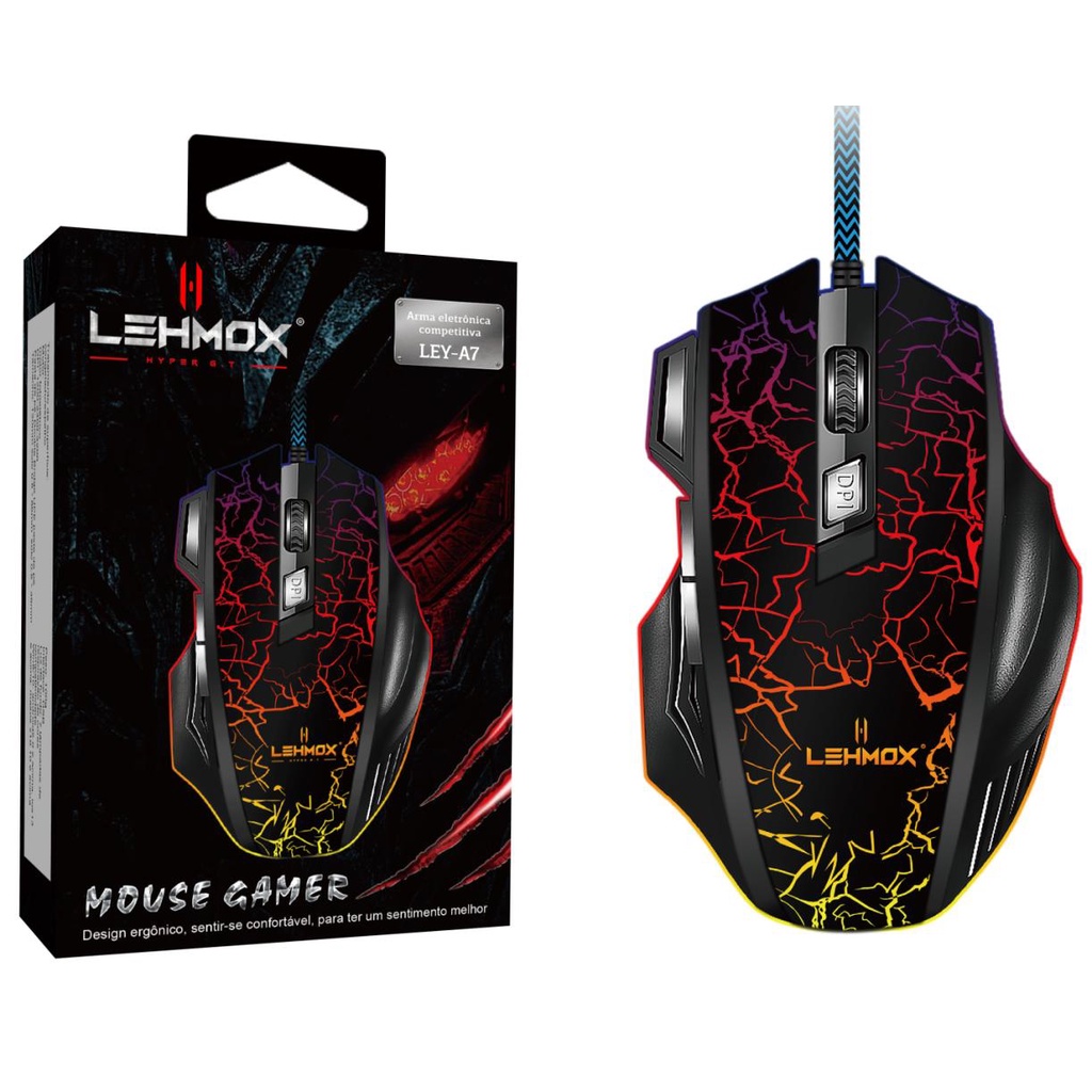 Mouse Gamer Profissional Led Rgb 3200 Dpi Mause Ley-a7 Lehmox | Shopee Brasil