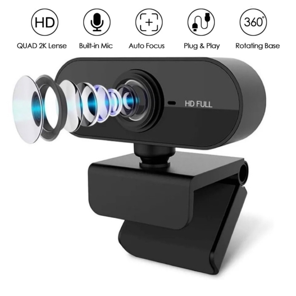 Câmera Full HD 1080p Webcam Com Microfone Visão 360º Computador PC Para ...