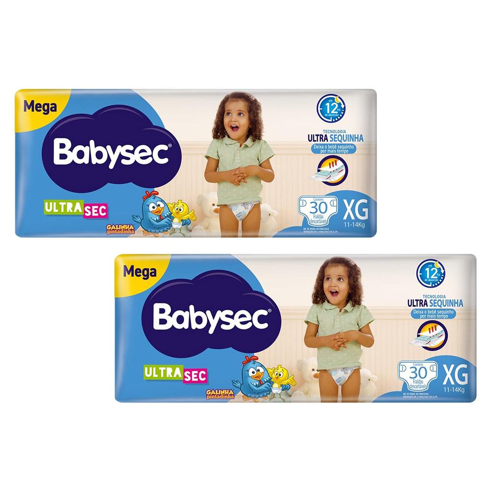 Kit 2 Fraldas Babysec Galinha Pintadinha Ultrasec Mega Tamanho XG 30 ...