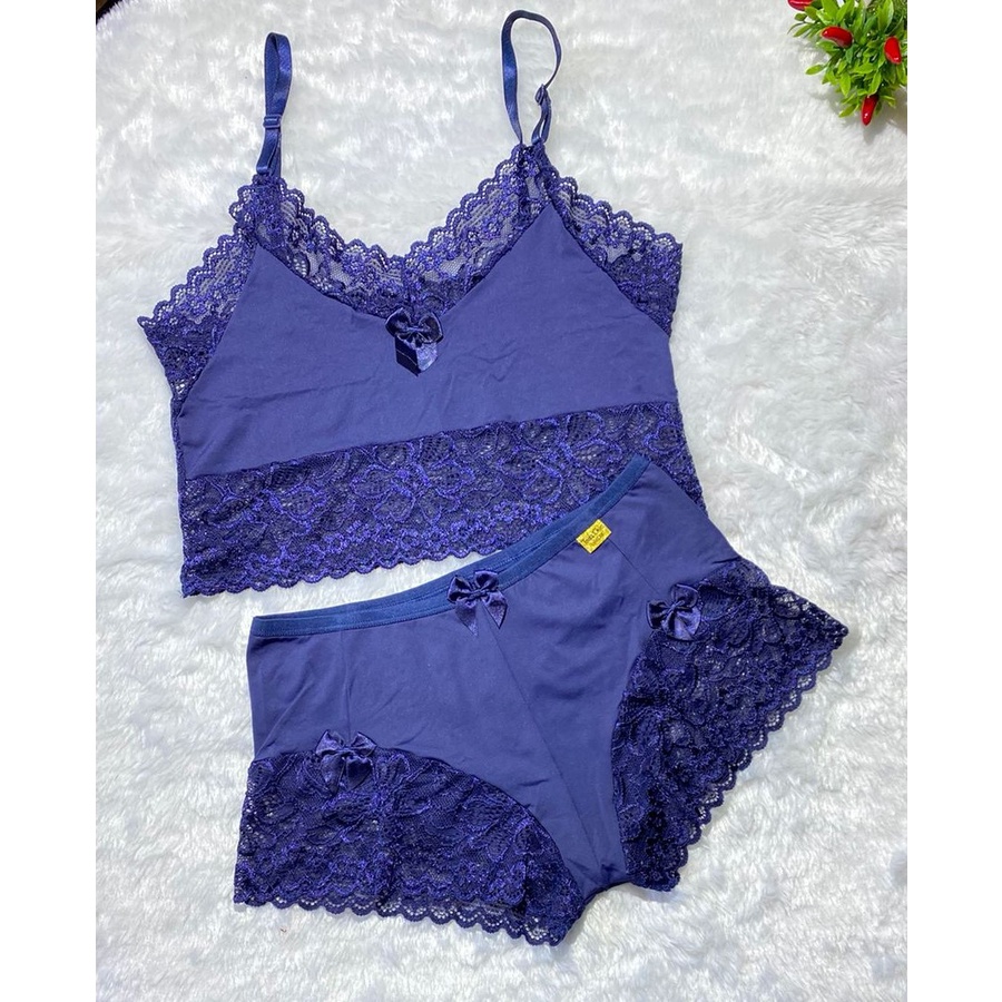 Kit 3 Short Dool c/ Renda Baby Doll Sensual Pijama Feminino Ref 501 ...