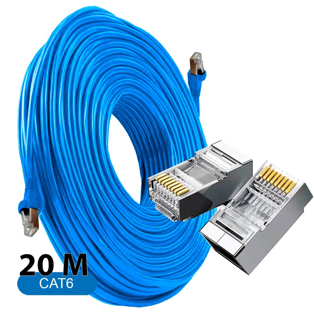 Cabo De Rede 20 Metros Cat6 UTP Conector Rj45-Blindado 20m | Shopee Brasil