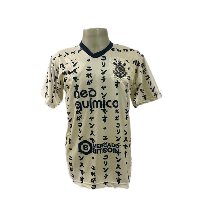 Camisa Corinthians Japão Nova Bege Branca Preta 2022/23 - Escorrega o Preço