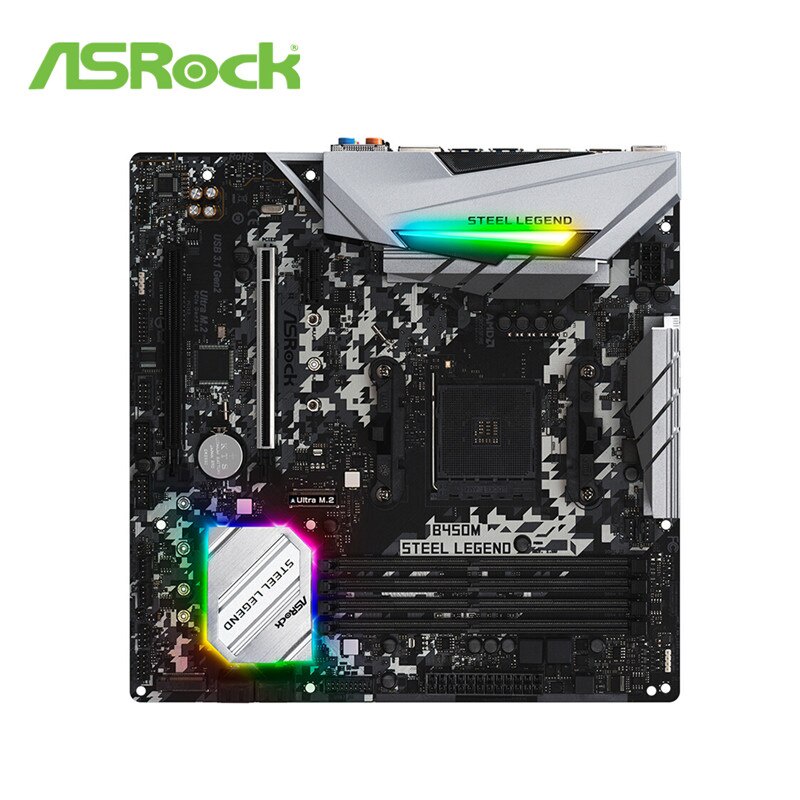 ASRock B450M Steel Legend Computer USB3.0 M.2 Nvme SSD Motherboard AM4 ...