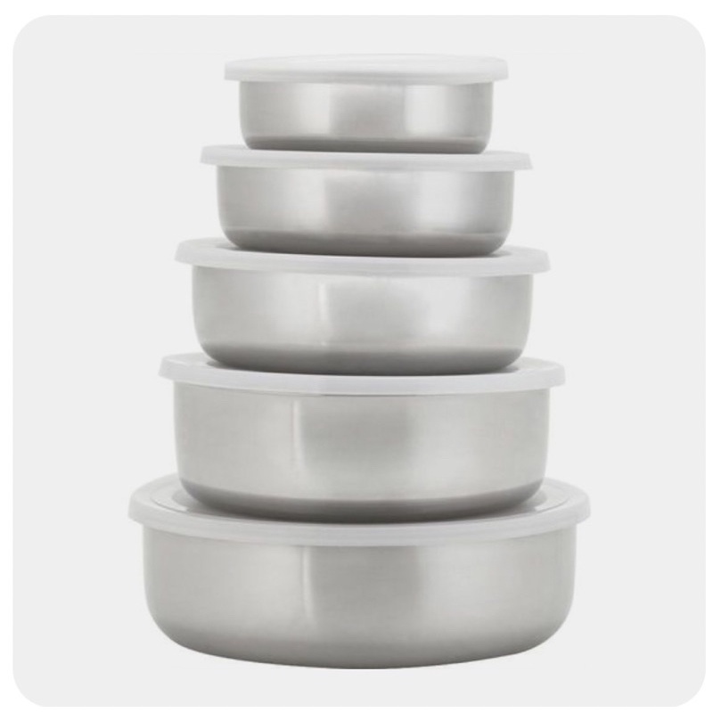 CONJUNTO 5 POTES DE INOX COM TAMPA LA CUISINE | Shopee Brasil