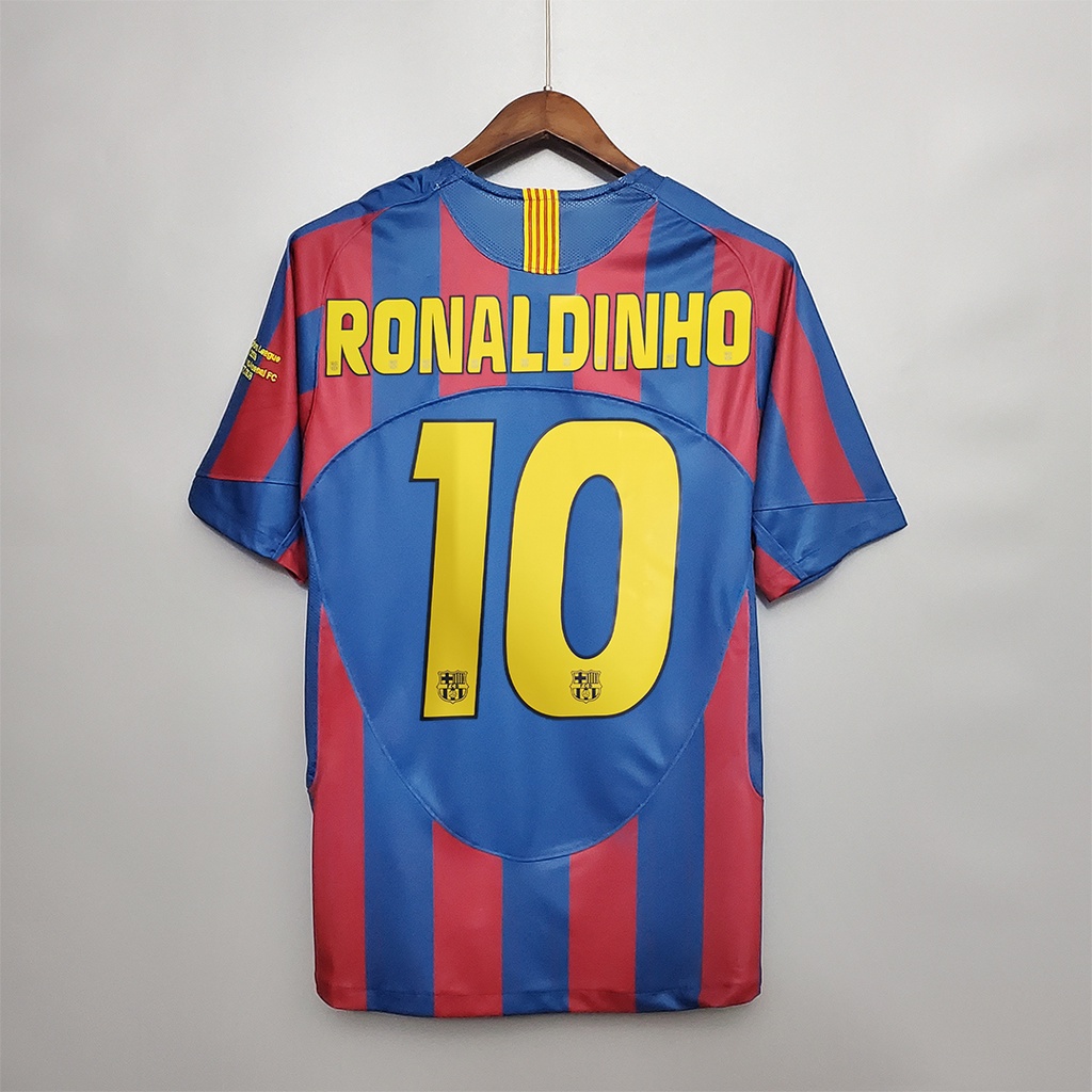05-06 Barcelona Camisa De Futebol Retrô De Alta Qualidade RONALDINHO ...