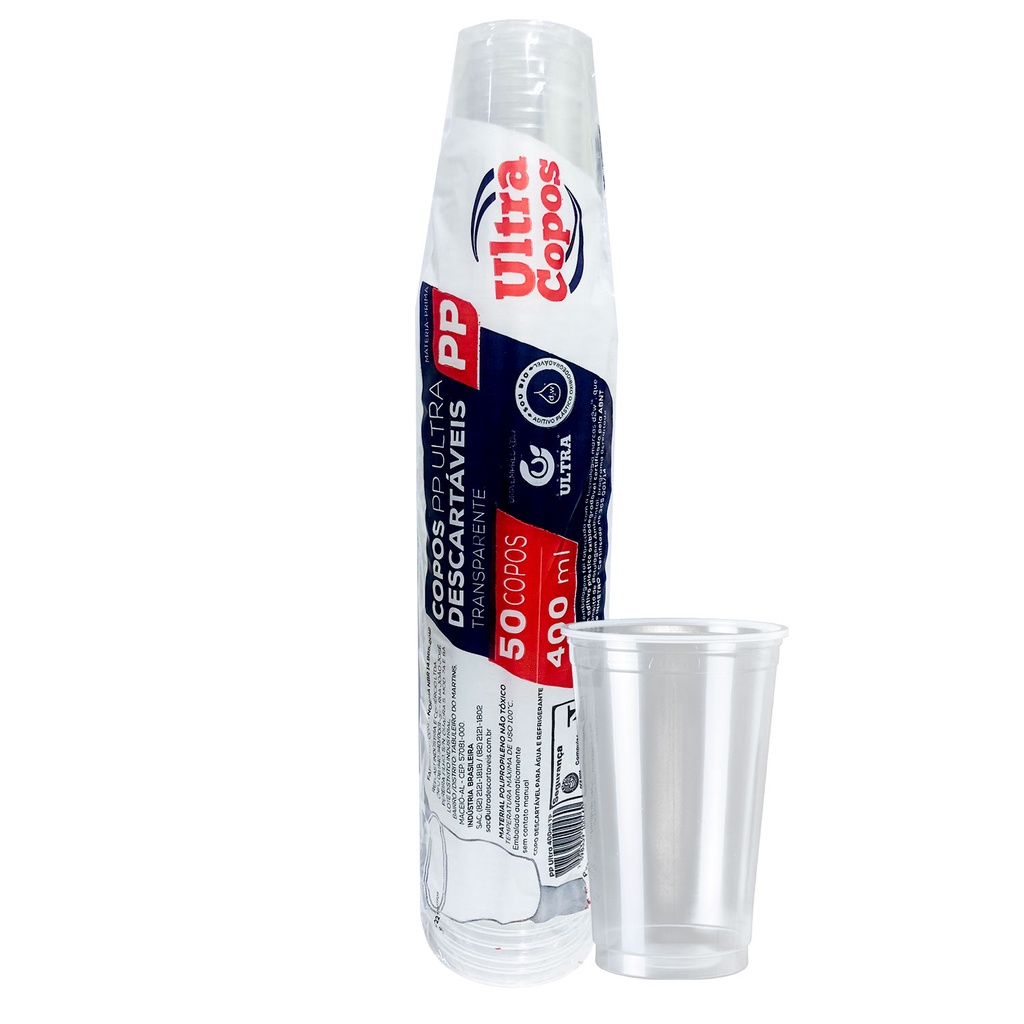 Copo de 400ml PP Transparente - ULTRA COPOS [Estoque limitado] | Shopee Brasil