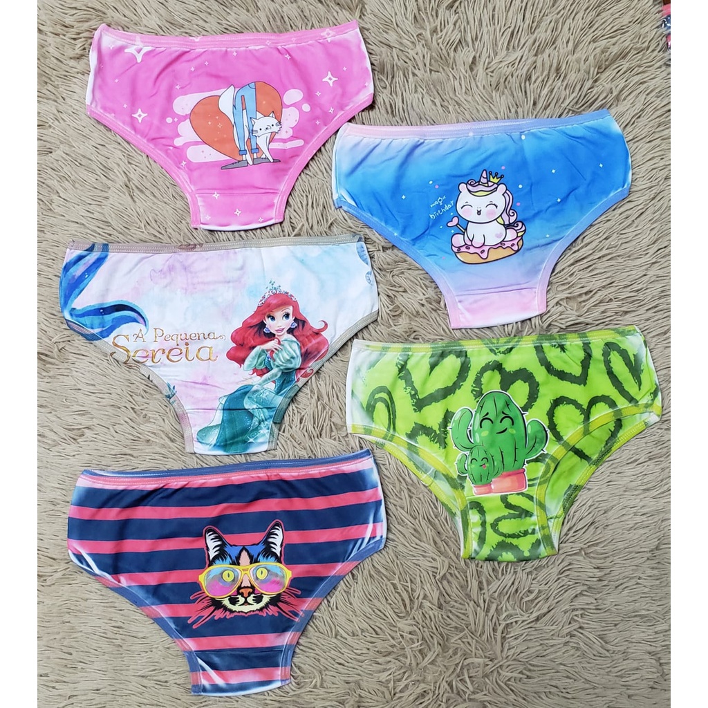kit calcinha infantil sublimada personagens. | Shopee Brasil
