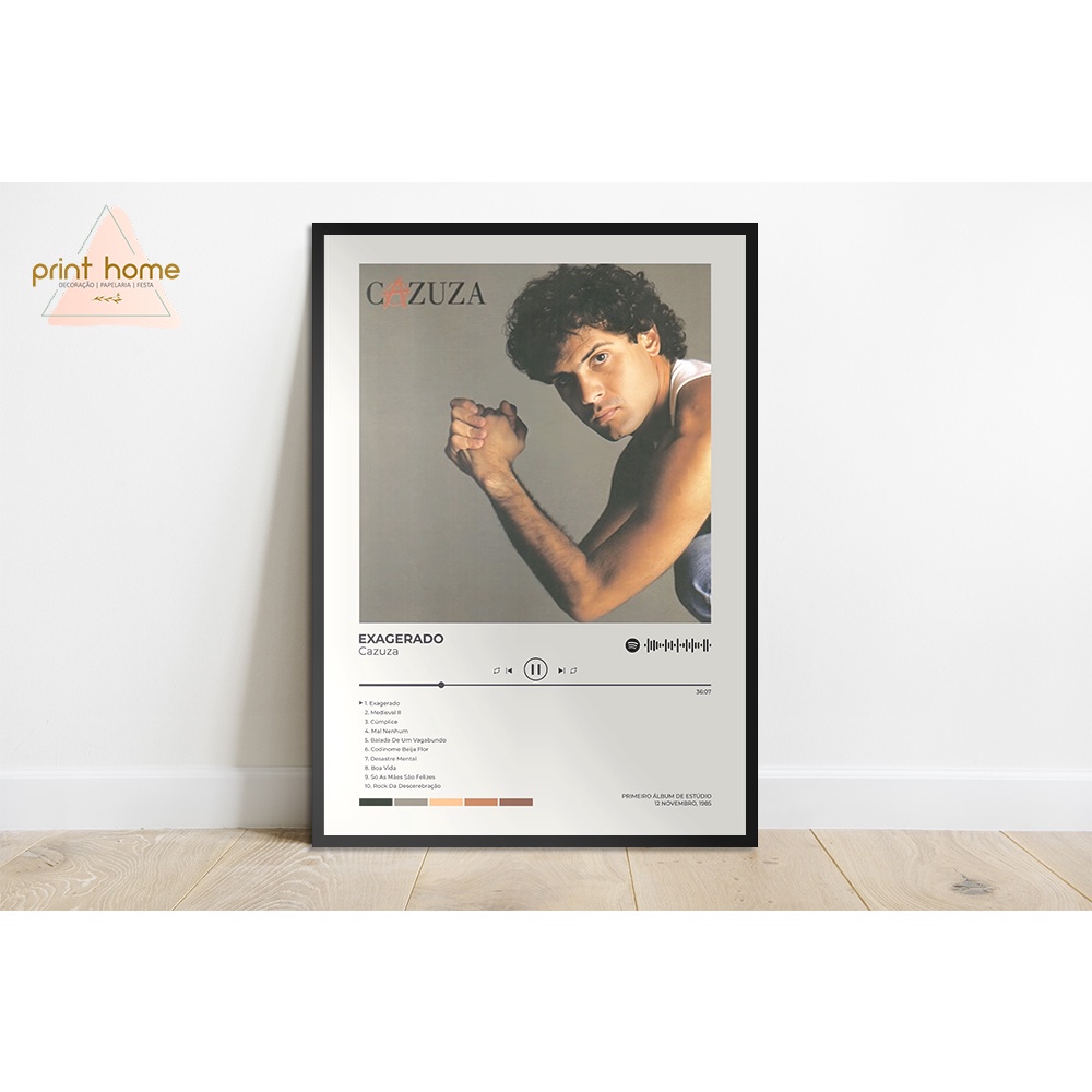 Quadro Placa Mdf Spotify Album Cazuza Exagerado | Shopee Brasil